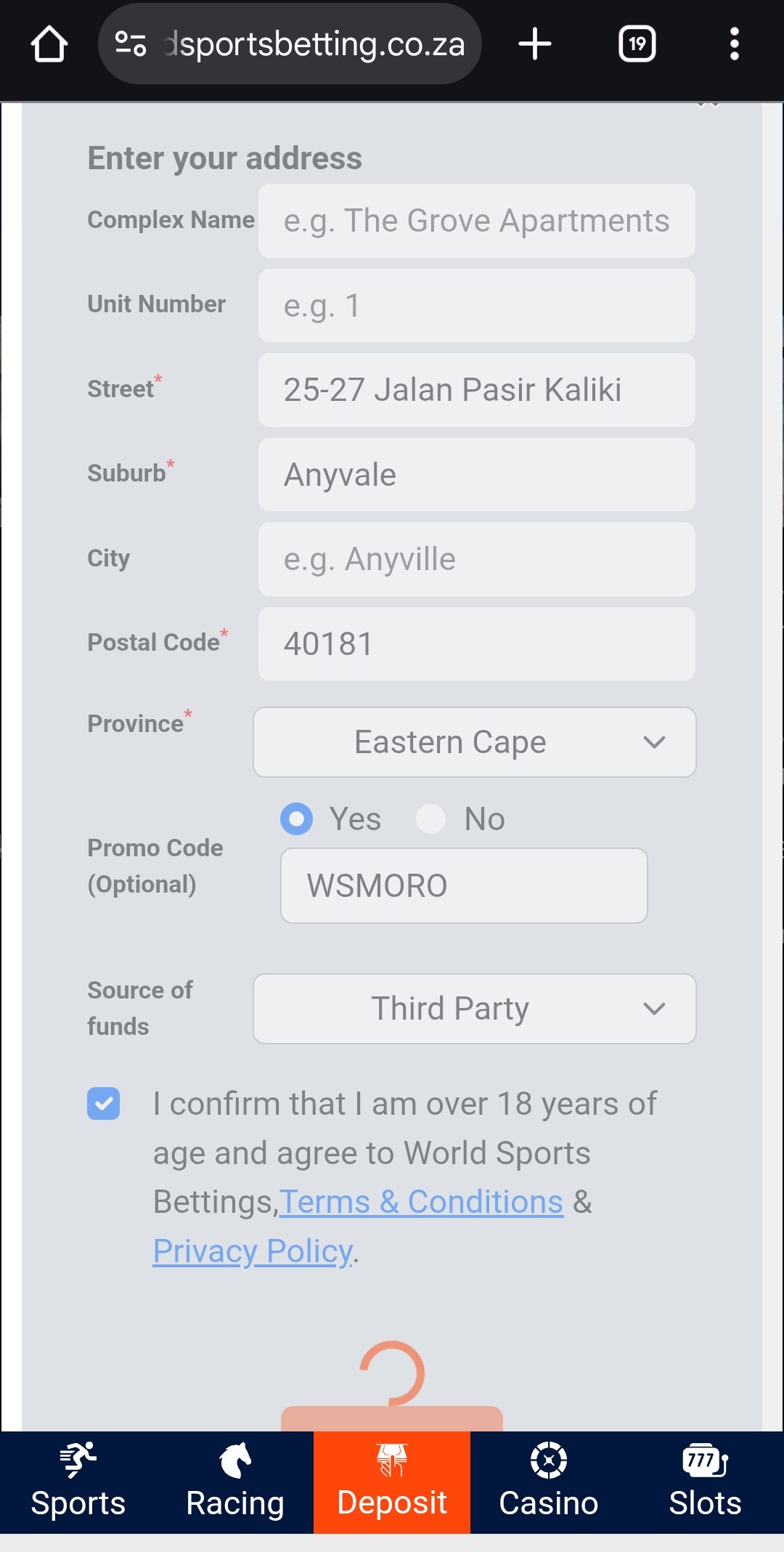 World Sport Betting (WSB) Promo Code: Use WSMORO & Get R20 000 Bonus